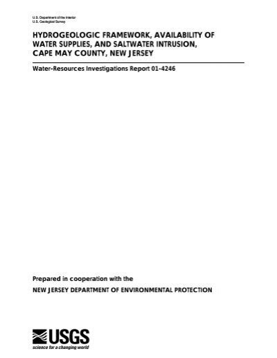 Hydrogeologic Framework Availability Of Water Supplies Usgs