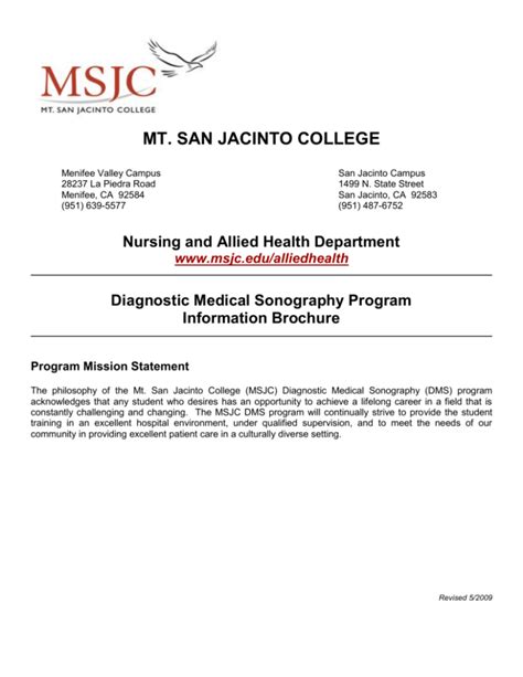 Msjc Diagnostic Medical Sonography Program Information