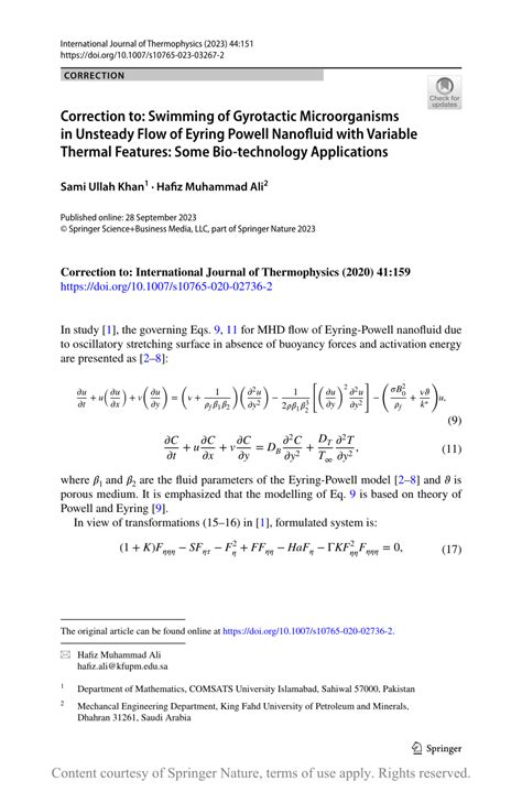 Correction To Swimming Of Gyrotactic Microorganisms In Unsteady Flow