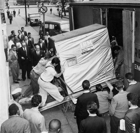 here s how hard it was to move a 5mb ibm hard drive in 1956 note required a forklift