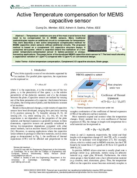 Pdf Active Temperature Compensation For Mems Capacitive Sensor