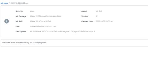 Unable To Createfailed Ml Skill For Tabular Data Tpotautomlclassification Out Of Box Package