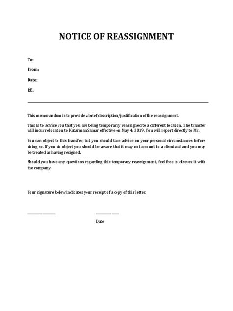 Notice Of Reassignment Pdf Government Justice