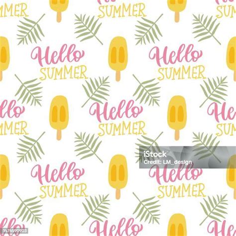 귀여운 아이스크림 완벽 한 패턴입니다 여름 휴가 배경입니다 안녕하세요 여름과 아이스 캔디로 손으로 그린 벡터 삽화 냉동된에 대한 스톡 벡터 아트 및 기타 이미지 Istock