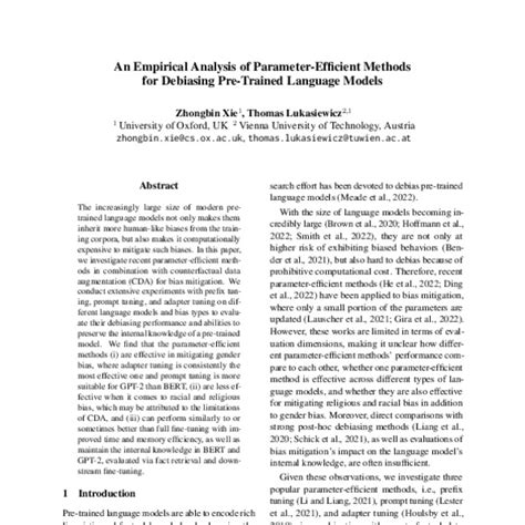 An Empirical Analysis Of Parameter Efficient Methods For Debiasing Pre