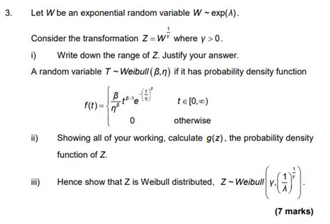 Solved 3 Let W Be An Exponential Random Variable W ~exp2
