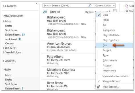 How To Sort Emails By Message Size In Outlook