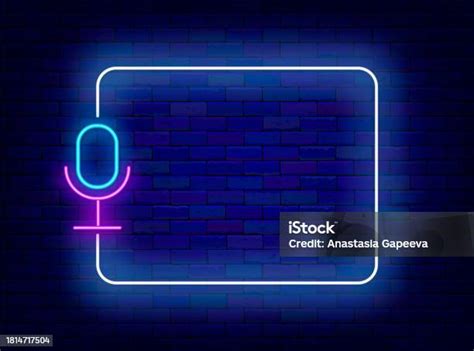 팟캐스트 네온 발표 라이브 스트리밍 이벤트 마이크와 화이트 프레임 코믹 쇼 벡터 스톡 일러스트 네온에 대한 스톡 벡터 아트 및 기타 이미지 Istock