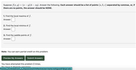 solved suppose f x y x−y 4−xy answer the following