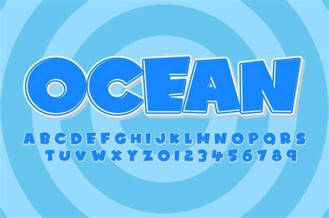 해양 3d 글 ⁇ 예술적 알파 ⁇ 글자 숫자 및 기호 ⁇ 터 템플릿 프리미엄 벡터