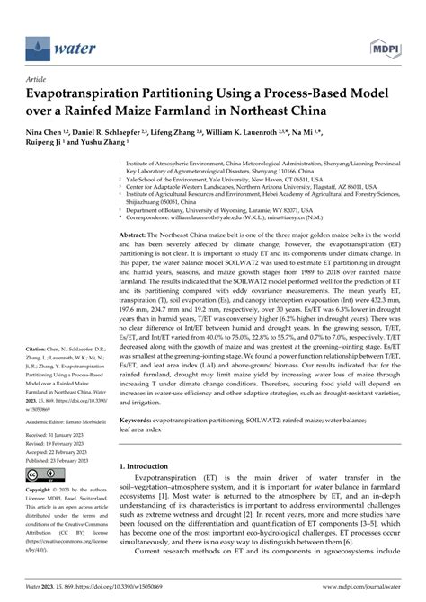 Pdf Evapotranspiration Partitioning Using A Process Based Model Over A Rainfed Maize Farmland