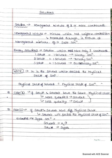 Solution Solutions Complete Handwritten Notes With Highlighted Formulas Class 12 Chemistry