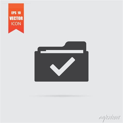 Selected Folder Icon In Flat Style Isolated On Grey Background Posters