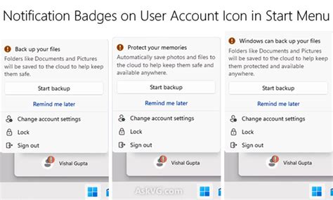 [tip] Disable User Account Notification Badges In Start Menu In Windows