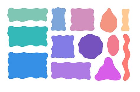 비정질 액체 무작위 직사각형 상자 불규칙한 유체 거품 물결 모양의 반점과 곡선 모양 개체 그룹에 대한 스톡 벡터 아트 및 기타 이미지 개체 그룹 거친 곡선 Istock