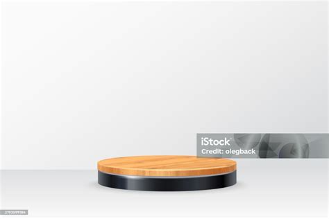 회색 배경에 3d 나무와 검은 색 연단 라운드 스테이지 디스플레이 제품 호화스러운 제품 진presentation를 위한 자연적인 나무의 빈 원형 서 받침대 현실적인 현대