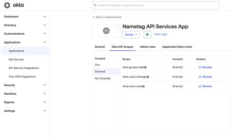 Okta Api Services Nametag Developer Documentation
