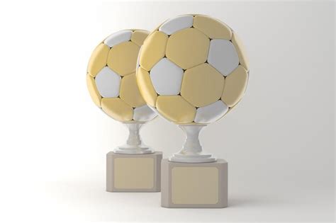 축구 트로피 전면 흰색 배경에 고립 프리미엄 사진