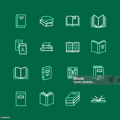 도 서 플랫 라인 아이콘입니다 독서 도서관 문학 교육 벡터 일러스트 레이 션입니다 전자책 교과서 백과 사전에 대 한 얇은 표지판 개체 그룹에 대한 스톡 벡터 아트 및 기타