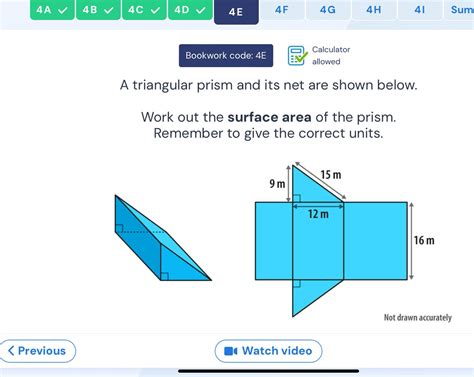 Solved 4a 4b 4c 4d 4e 4f 4g 4h 41 Sum Calculator Bookwork Code 4e Allowed A Triangular Prism