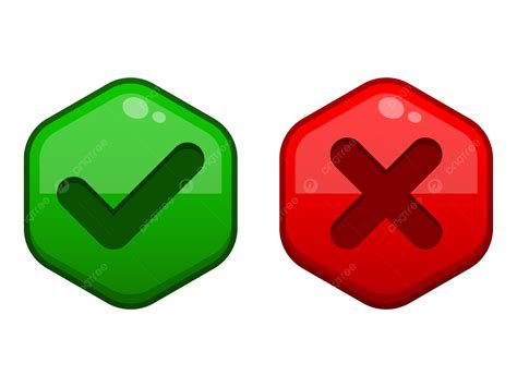 Right And Wrong Buttons In Green Red Color Vector Right Wrong Button