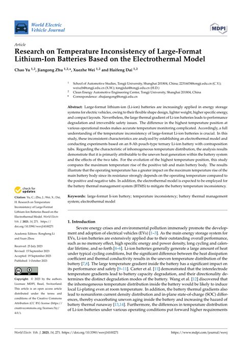 Pdf Research On Temperature Inconsistency Of Large Format Lithium Ion