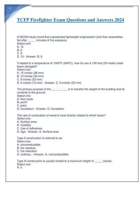 Tcfp Firefighter Exam Questions And Answers 2024 Tcfp Stuvia Us