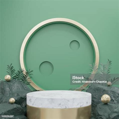 녹색 벽에 열대 잎과 최소한의 연단 디스플레이 제품 프리젠 테이션을위한 장면 모형 도시를 벗어난 장면에 대한 스톡 사진 및 기타 이미지 도시를 벗어난 장면 생활필수품