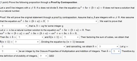 solved 1 point prove the following proposition through a