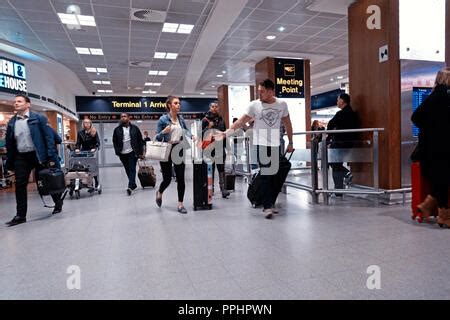Manchester International Airport T1 Arrival Hall With Passengers