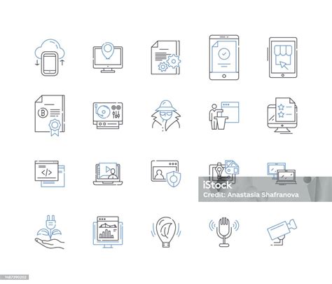 Robotics Program Line Icons Collection Automation Ai Coding Sensors