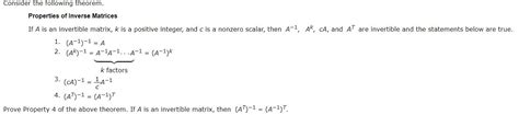 Solved Consider The Following Theorem Properties Of Inverse Chegg
