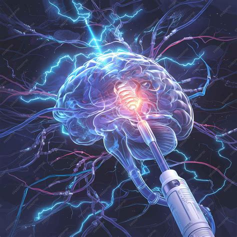 Premium Photo Dynamic Neural Stimulation Concept With Lightning Brain