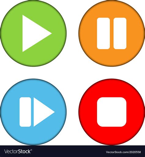 Play Pause Stop Forward Buttons Set Royalty Free Vector