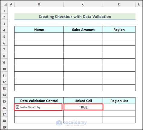 How To Create Data Validation With Checkbox Control In Excel