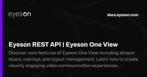 Eyeson Rest Api Eyeson One View Eyeson Documentation