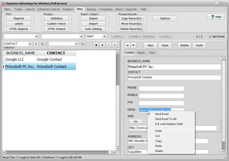 Database Designer For Windows Designer Data Field Text Email