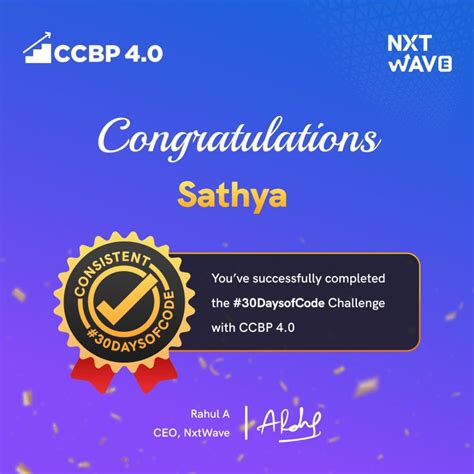 30daysofcodechallenge nxtwave sathya thangaraj