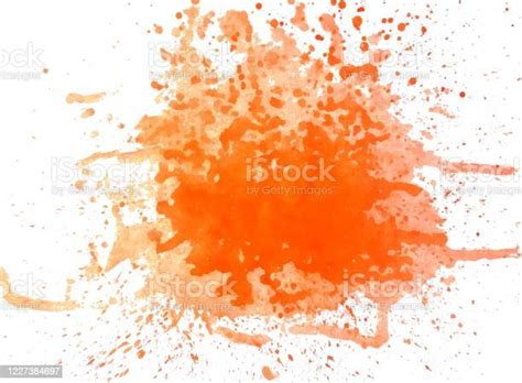 벡터 수채화 배경 오렌지 스플래시 흰색 배경에 격리 디자인과 장식 배너 엽서 카드에 대한 스톡 벡터 일러스트레이션 가을에 대한 스톡 벡터 아트 및 기타 이미지 Istock