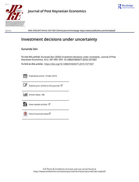 PDF Investment Decisions Under Uncertainty