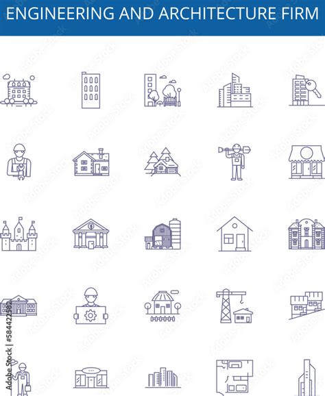 Engineering And Architecture Firm Line Icons Signs Set Design Collection Of Engineering