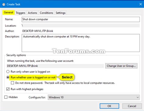 automatically shut down computer at scheduled time in windows 10 tutorials