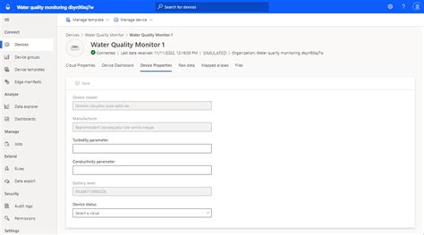 자습서 Azure Iot 수질 모니터링 Azure Iot Central Microsoft Learn