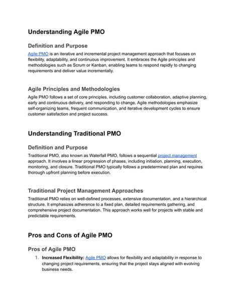 Agile Pmo Vs Traditional Pmo Pros And Cons Pdf