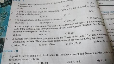 Levei I 6 A Particle Moves Along A Circle Of Radius R The Displacemen