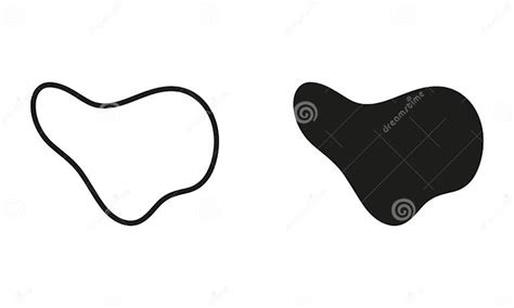 Abstract Amoeba Random Shape Amorphous Splodge Organic Blob Line And Silhouette Black Set