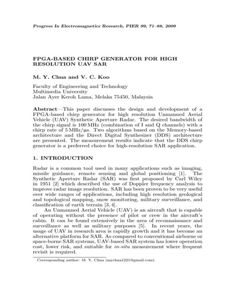 Fpga Based Chirp Generator For High Resolution Uav