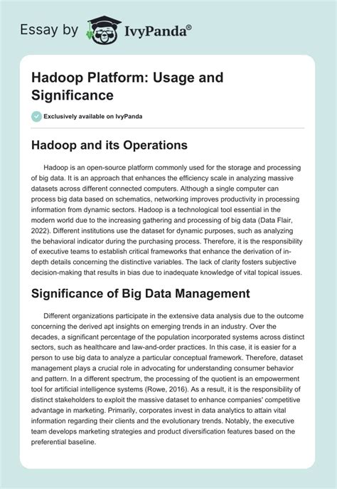 Hadoop Platform Usage And Significance 1116 Words Research Paper Example