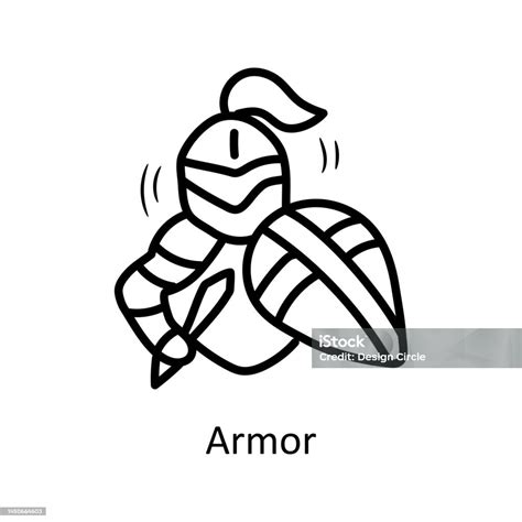 갑옷 벡터 개요 아이콘 디자인 그림입니다 흰색 배경에 중세 기호 Eps 10 파일 고대의에 대한 스톡 벡터 아트 및 기타 이미지