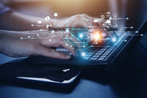 Cybersecurity And Privacy Concepts To Protect Data Lock Icon And Internet Network Security